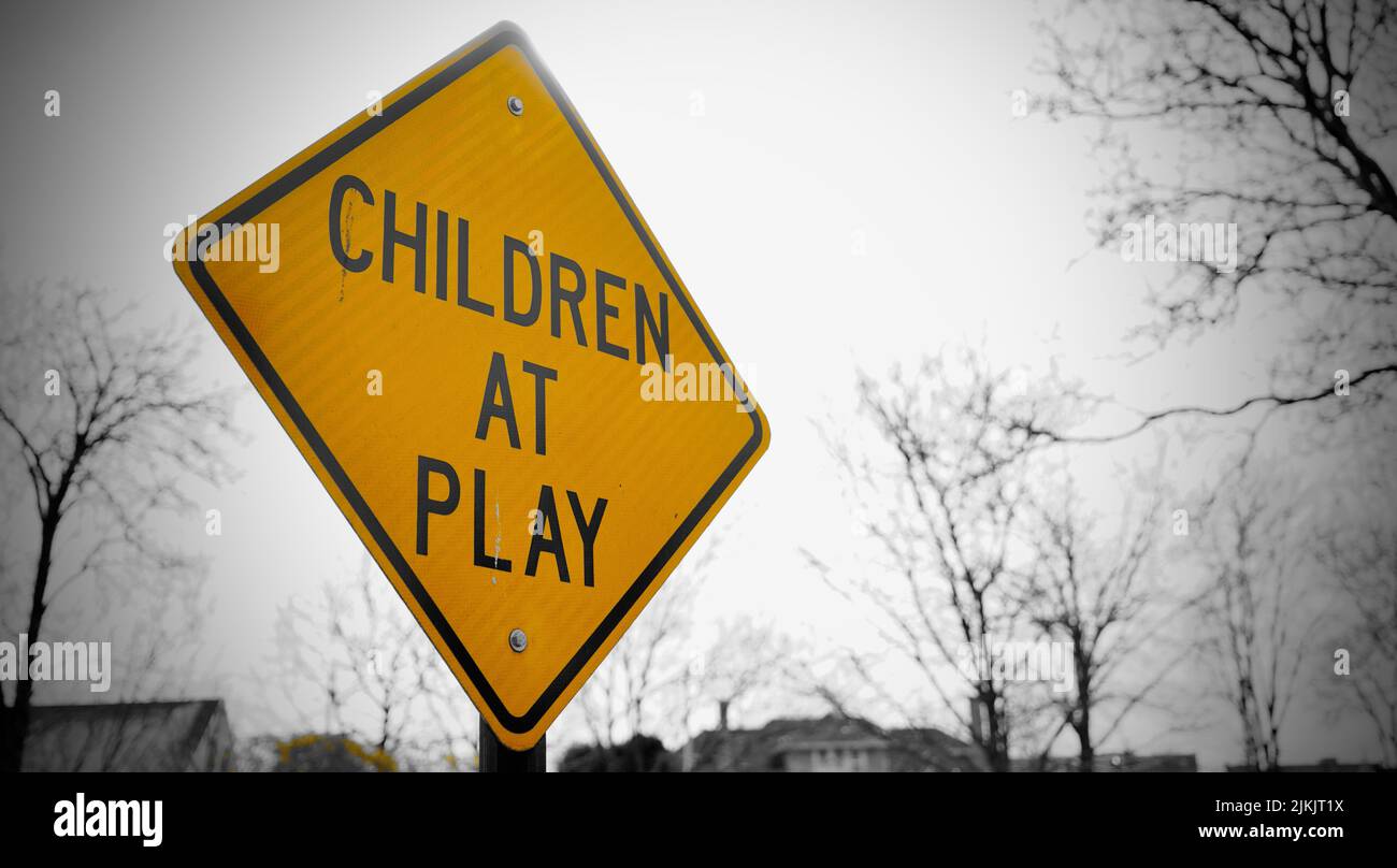 Children at play warning sign hi-res stock photography and images - Alamy
