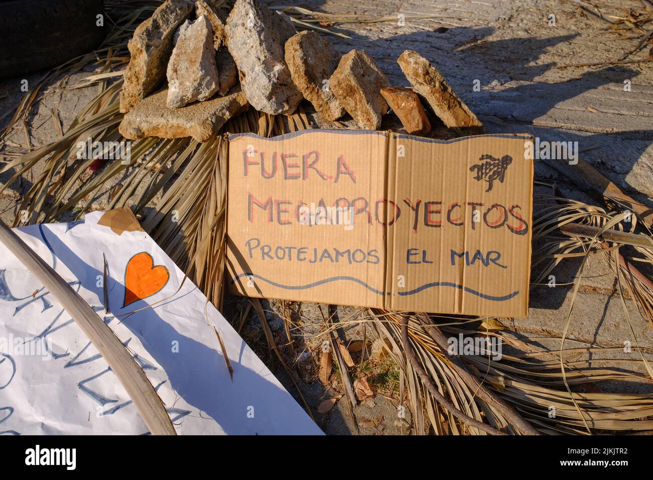A demonstration against the mega project on the beach.Save nature, save ...