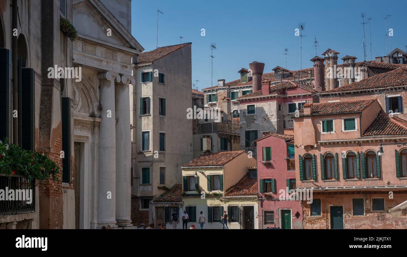 A cityscape of Venice with old picturesque buildings, Veneto region of ...