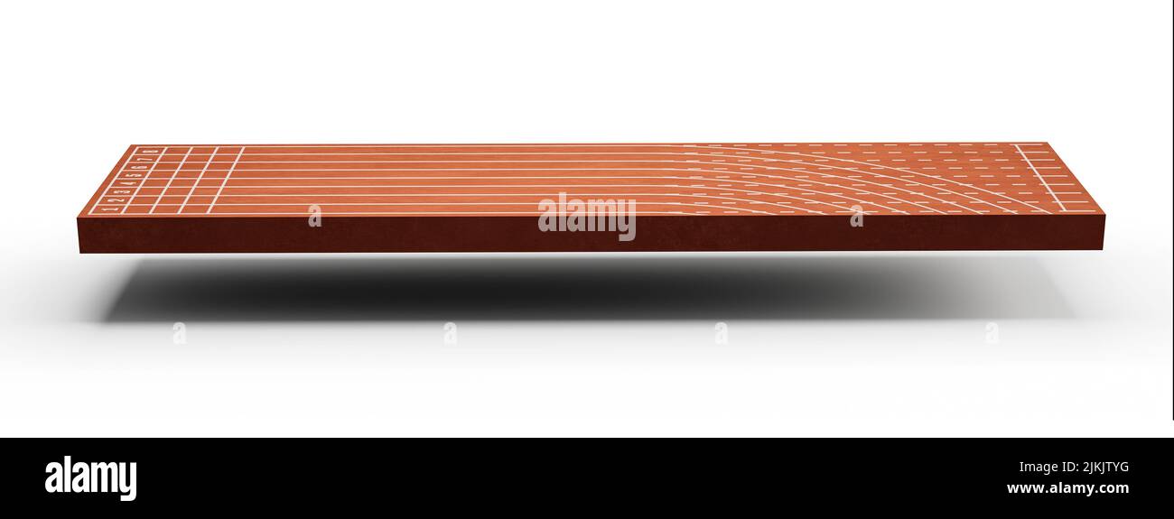 Running track on stadium with lane and numbers 3D cross section with ...