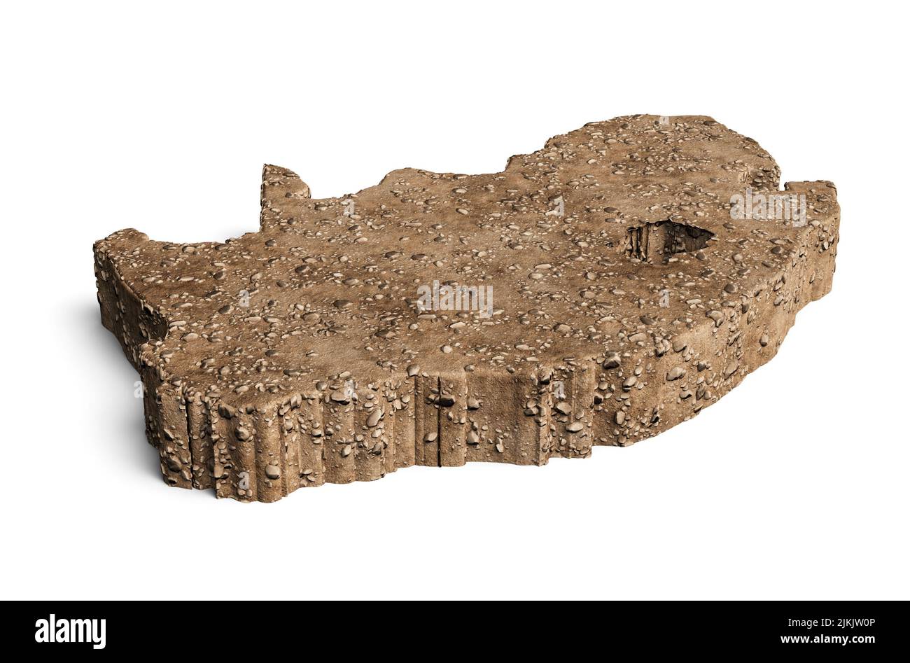 South Africa map soil land geology cross section with green grass and ...