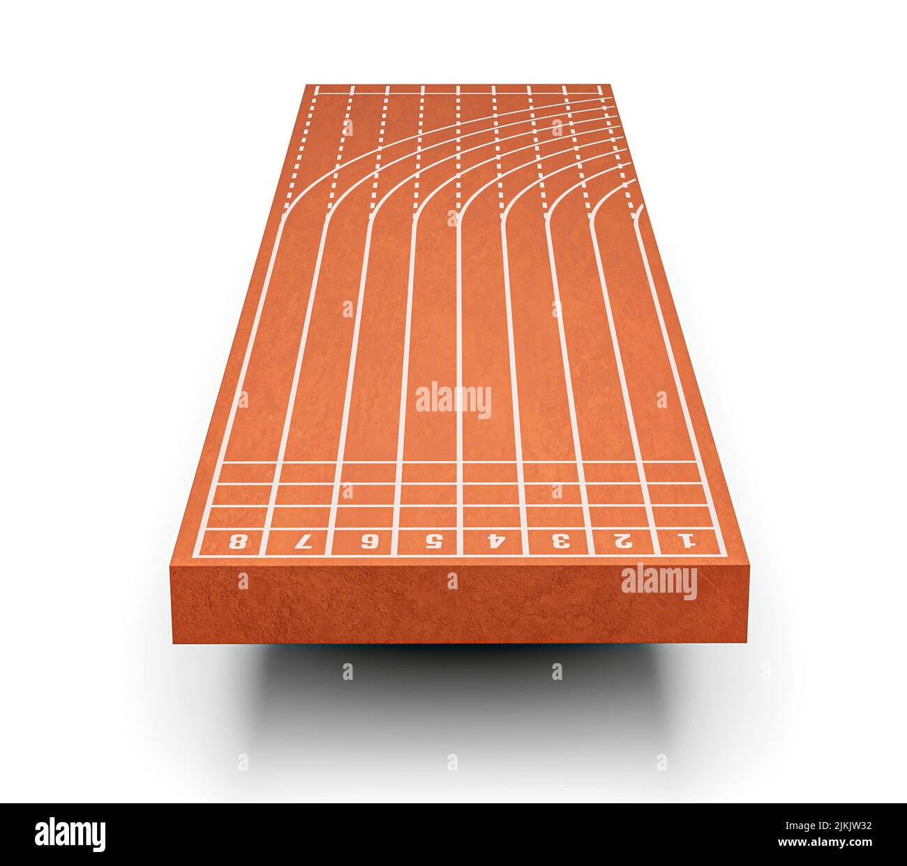 Running track on stadium with lane and numbers 3D cross section with ...