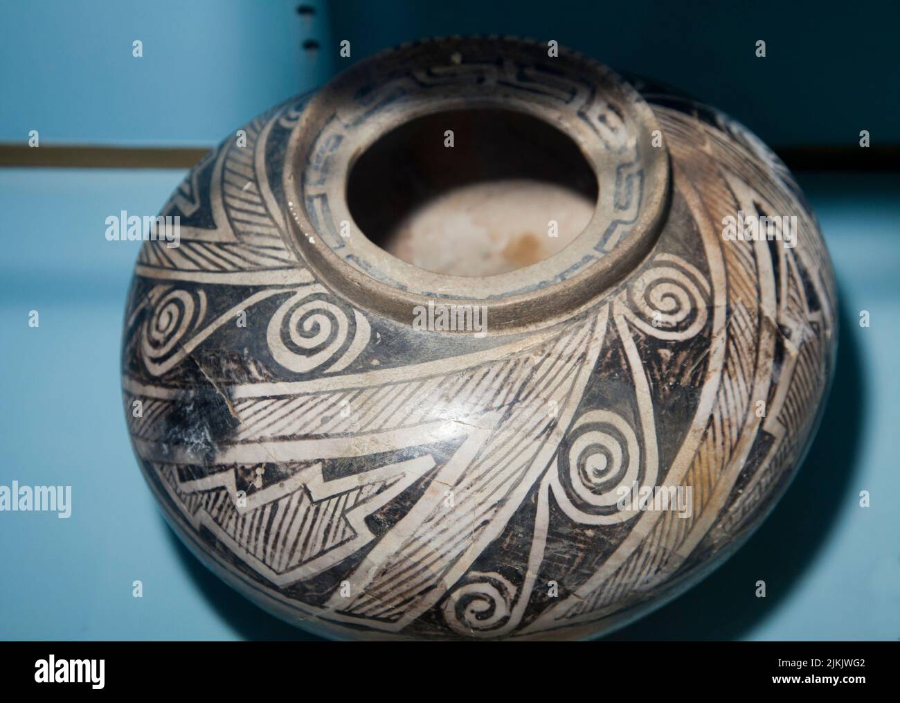 Anasazi Black-on-white ceramic clay pot used to store seeds and ground ...