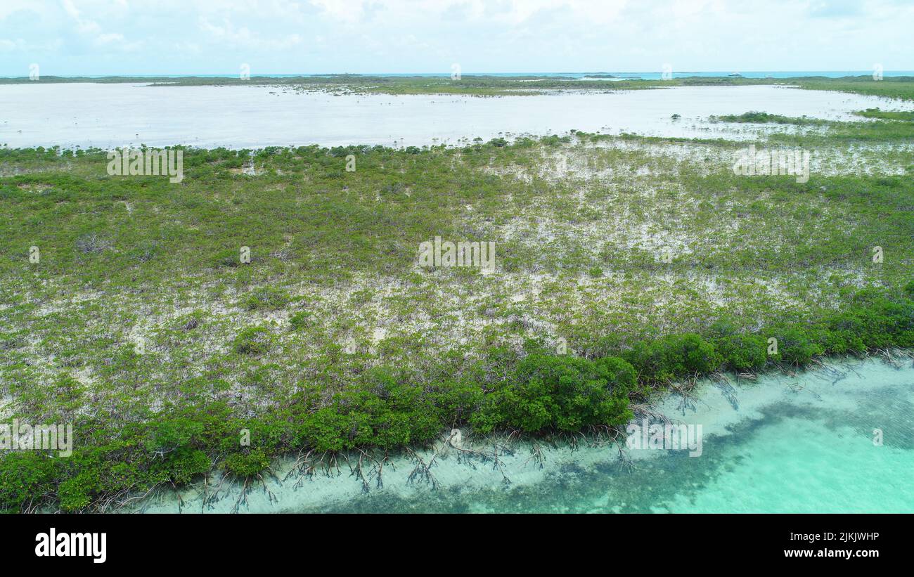 An aerial view of the shore at Exumas, Bahamas Stock Photo - Alamy