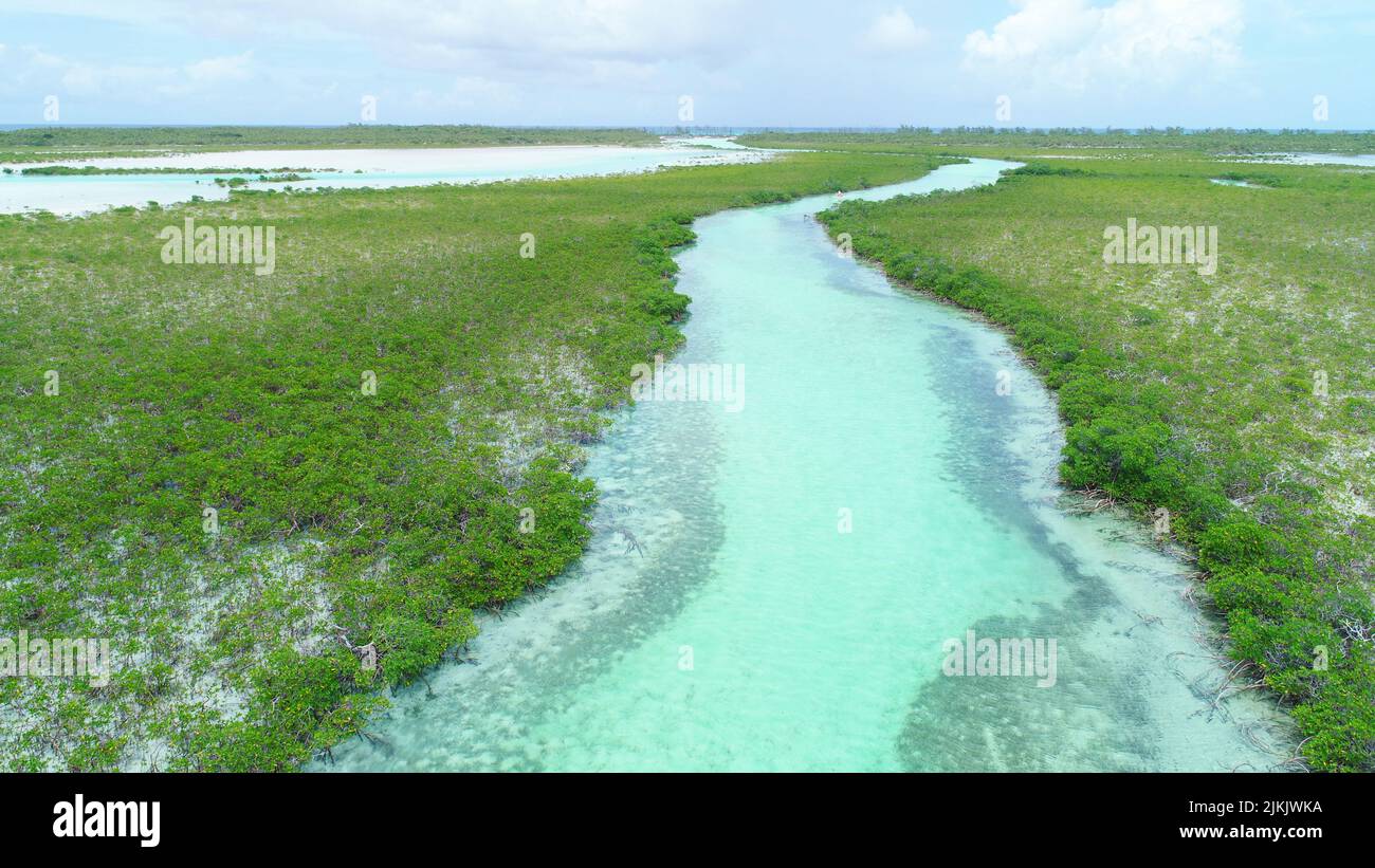 An aerial view of a river at Exumas, Bahamas Stock Photo - Alamy
