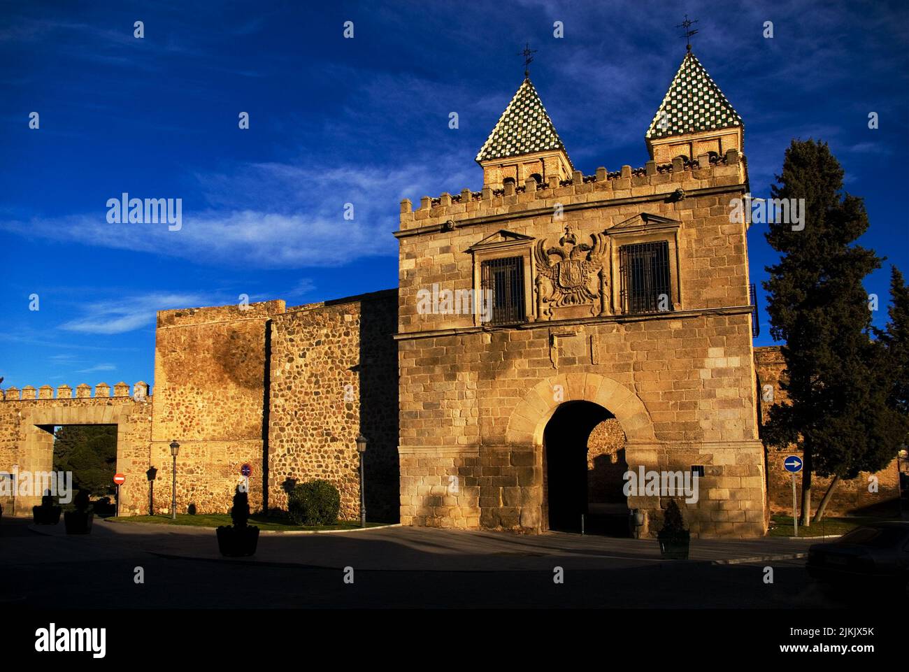 A scenic view of The Bisagra gates of Toledo under the sunlight, Spain ...