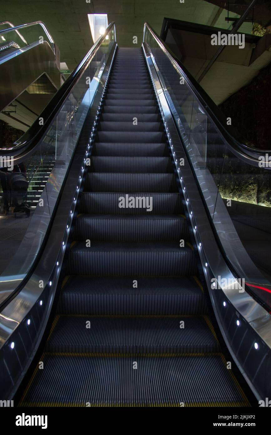 escalators in Granada metro station Stock Photo - Alamy