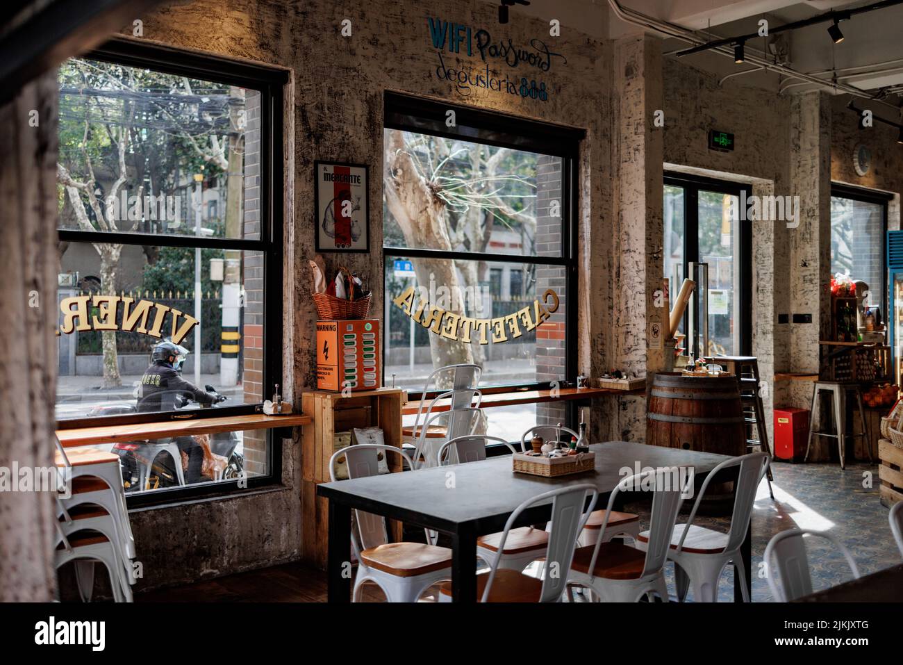A restaurant with empty seats and tables in Shanghai due to the COVID ...