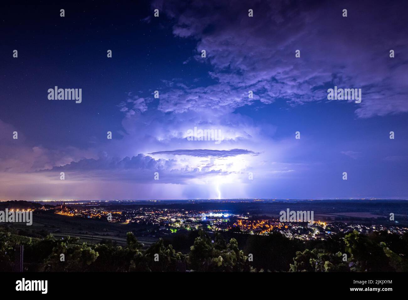 Lightning Storm Frankfurt Germany ECB Hikes Key Interest Rate To