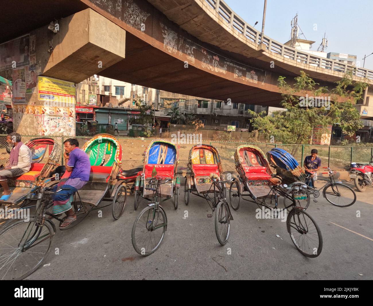 The daily life of bicycle rickshaw transport riders in the street of ...