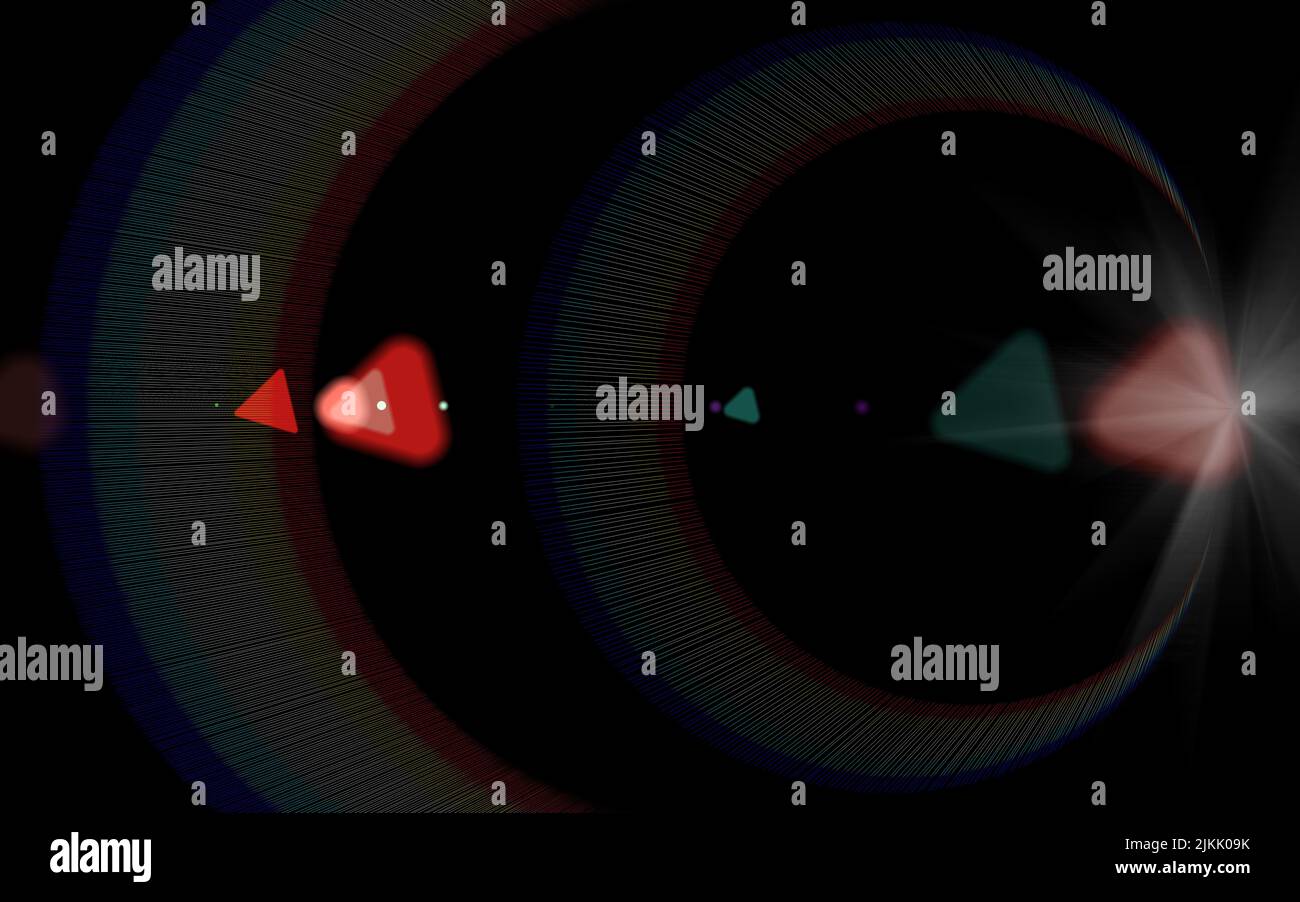 A shot of lens flare - red and green triangles Stock Photo - Alamy