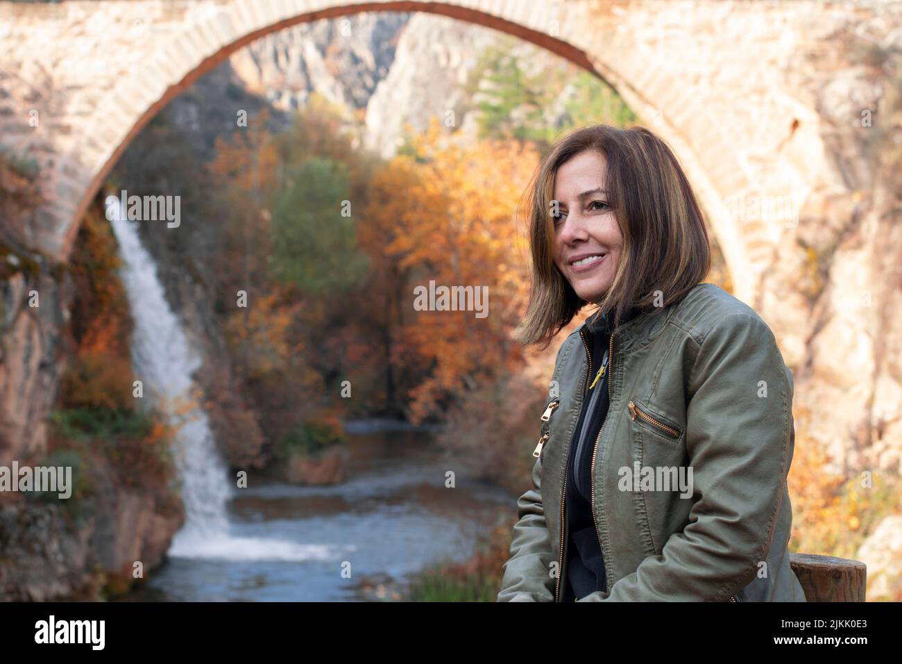 Uşak, Turkey - November 2016: Model posing against out focus Clandras ...