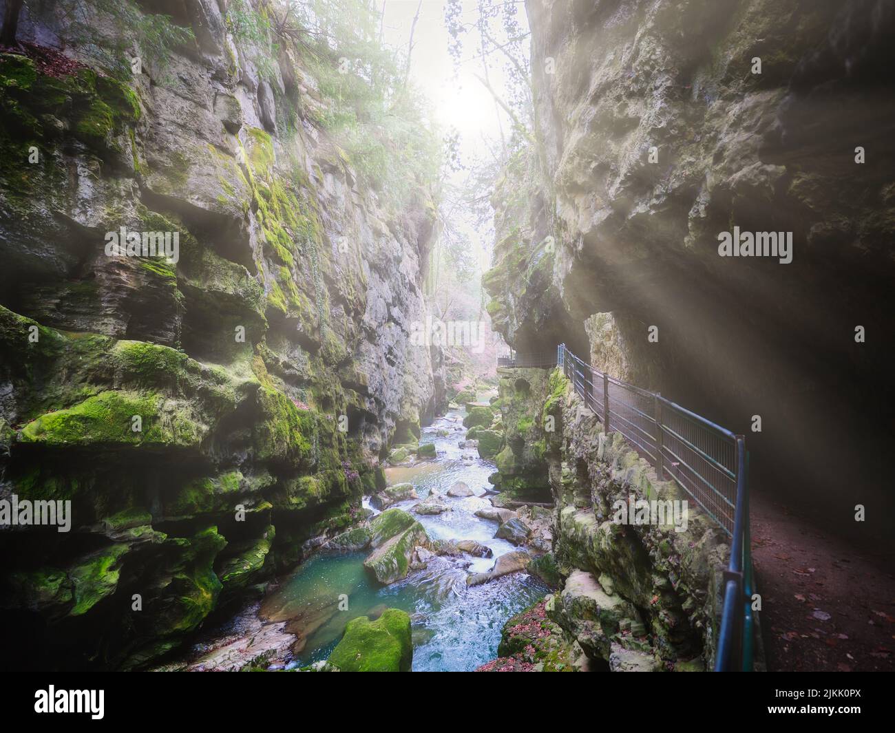 A beautiful shot of the gorge with the rocks and river with the ...