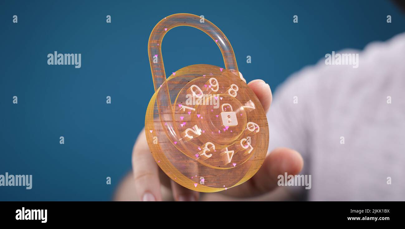Hand pointing password lock hi-res stock photography and images - Alamy