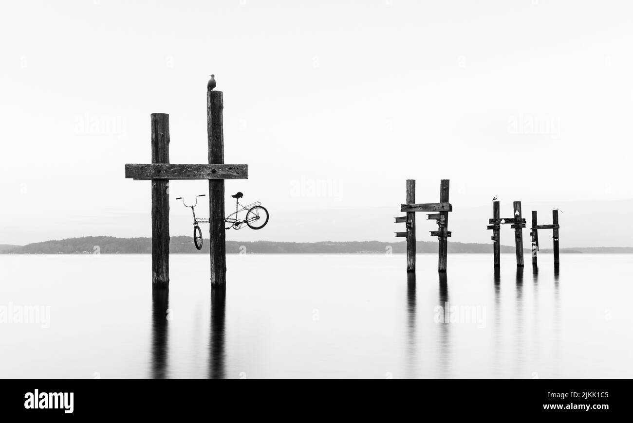 A beautiful picture of the pillars standing in the sea which show the ...