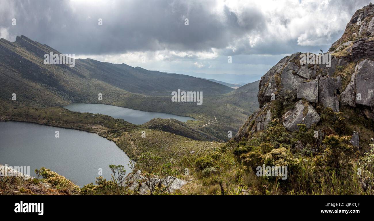A Panoramic view of the Andean glacial Siecha Lakes (Lagunas de Siecha ...