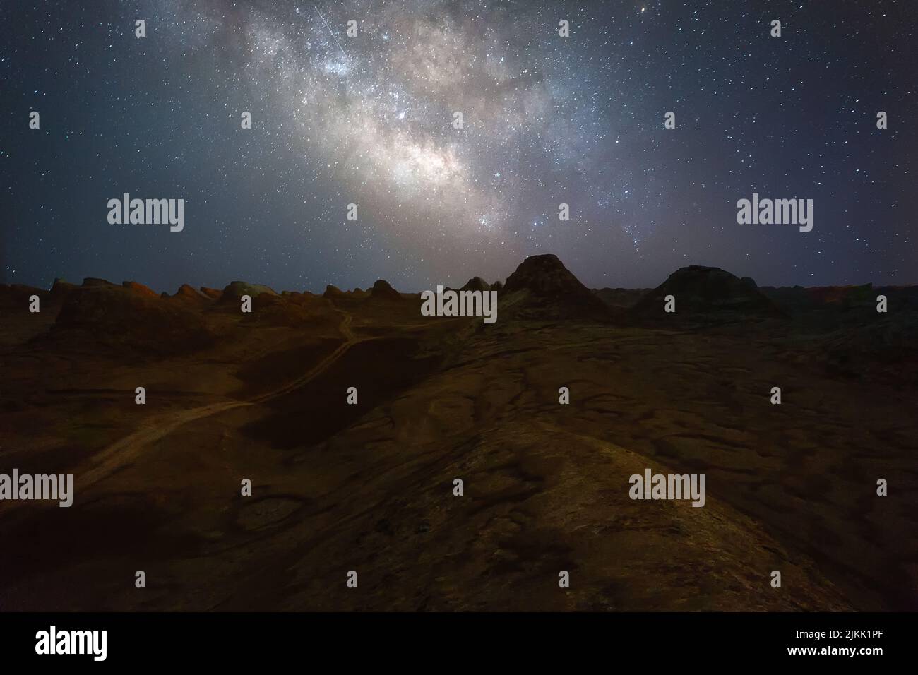 A beautiful landscape of hills at night Stock Photo - Alamy