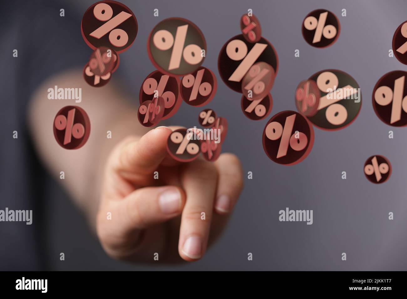 A 3D rendering of the sales icons floating in the air Stock Photo - Alamy