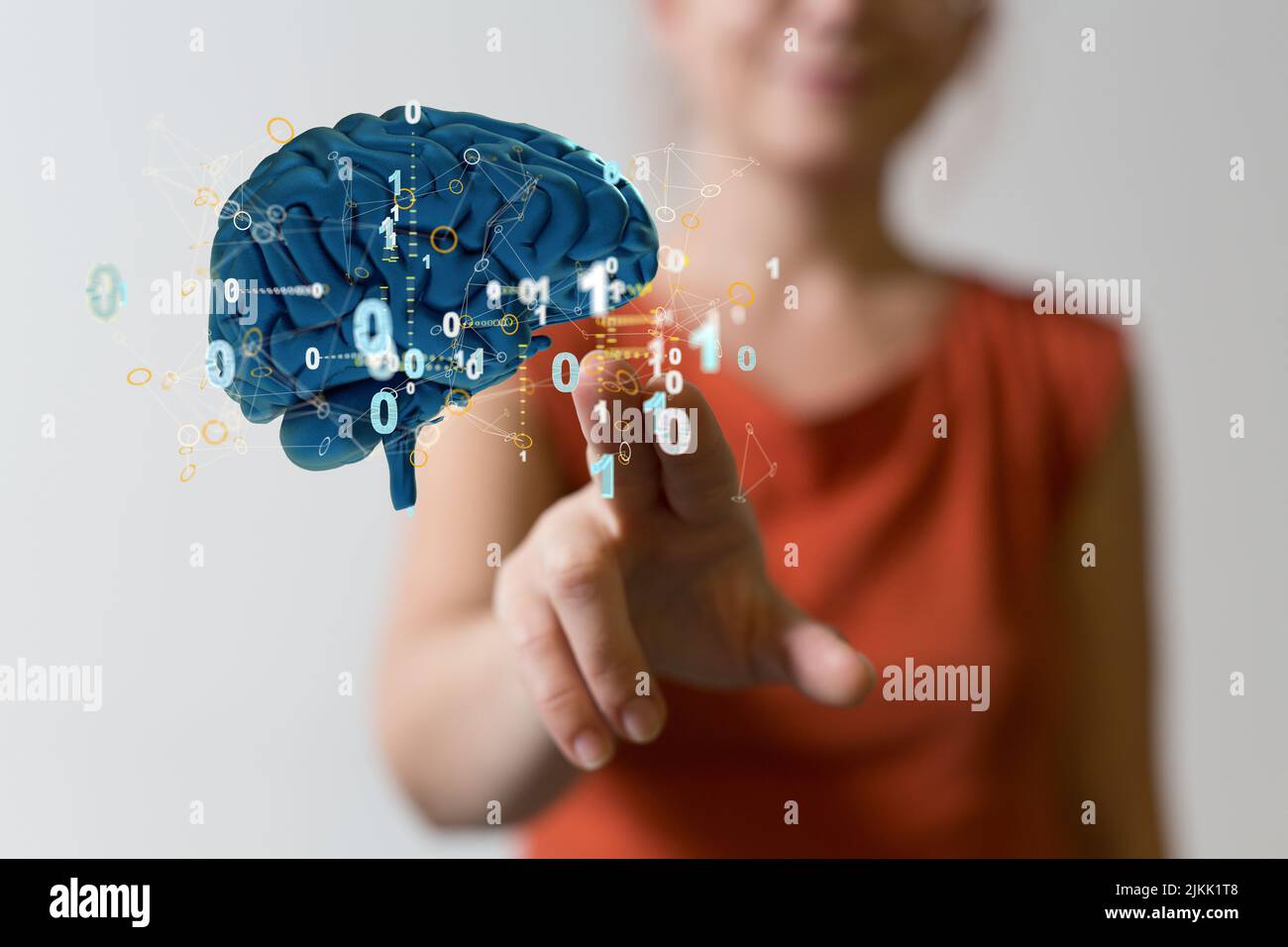 A person presenting the virtual projection of human brain activity ...