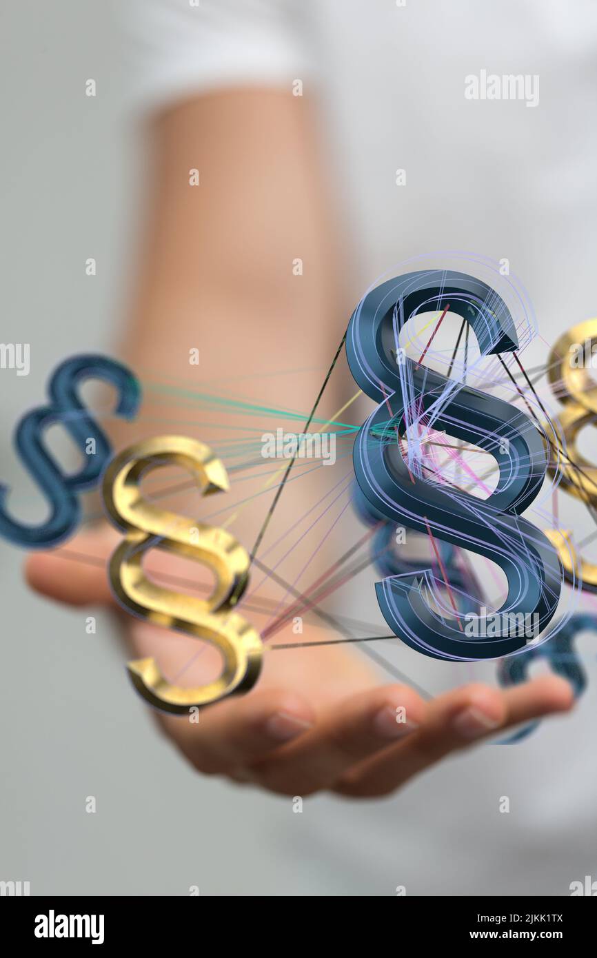 A person presenting the virtual projection of the paragraph signs Stock ...