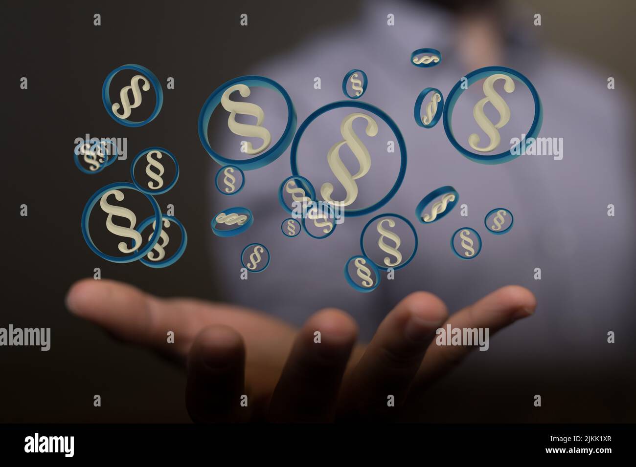 A hand holding illustrative section sign icons in the air Stock Photo ...