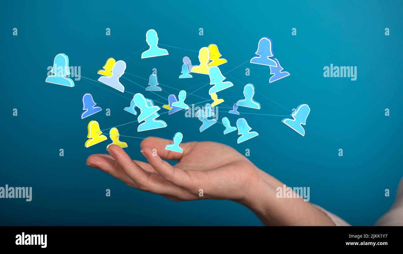 A person presenting the virtual projection of human resources Stock ...