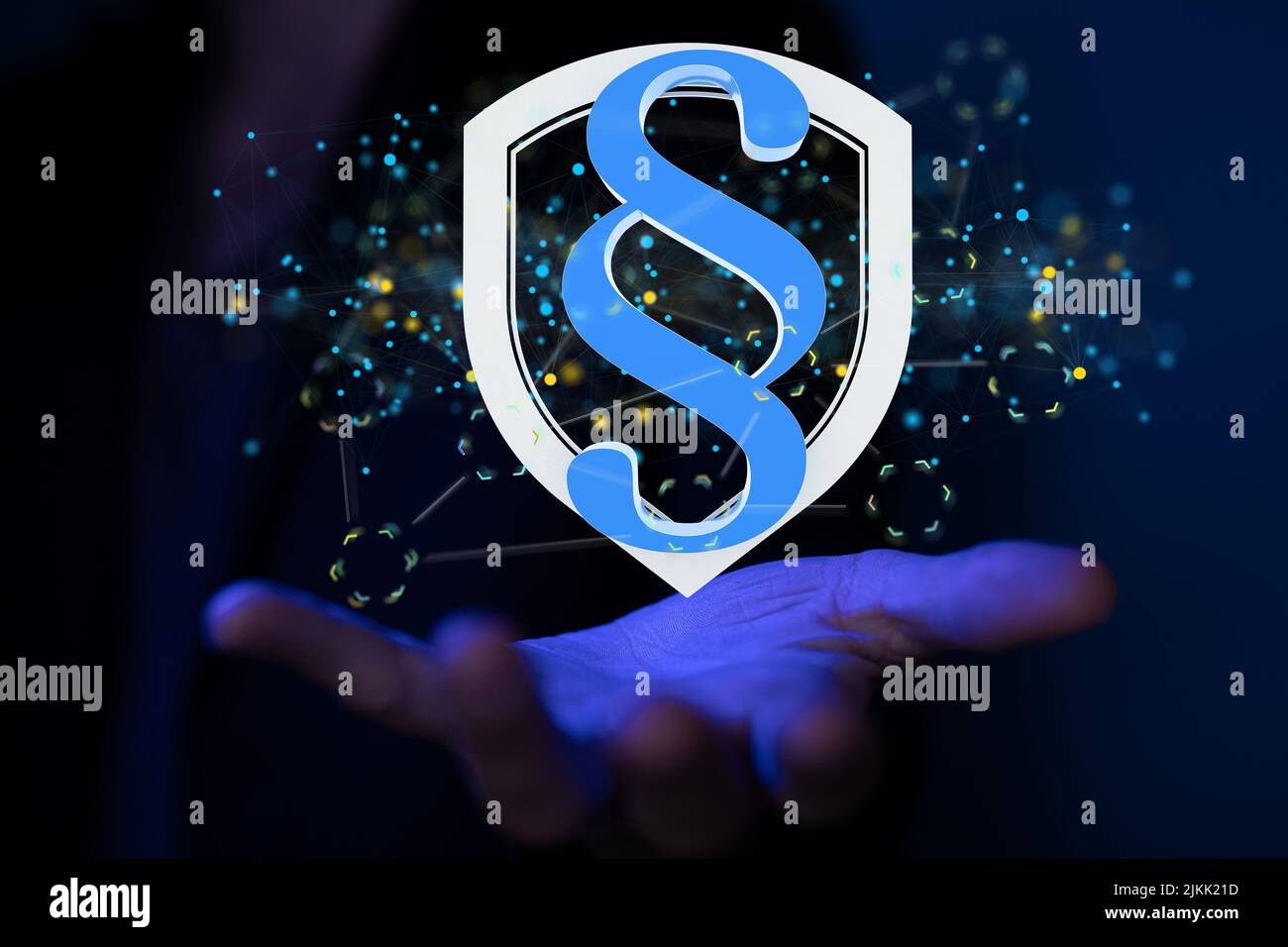 A person presenting the virtual projection of the paragraph signs Stock ...