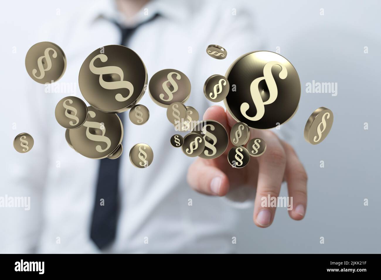 A 3D rendering of a man pointing at a paragraph sign Stock Photo - Alamy