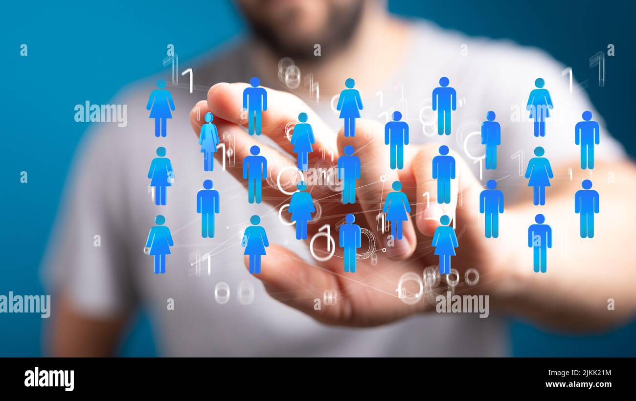 A person presenting the virtual projection of human resources Stock ...