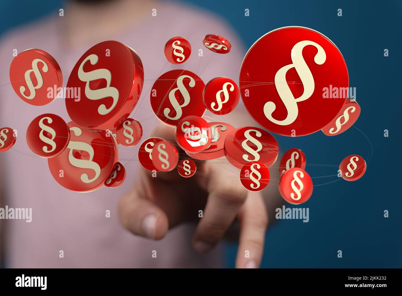 A person presenting the virtual projection of the paragraph signs Stock ...