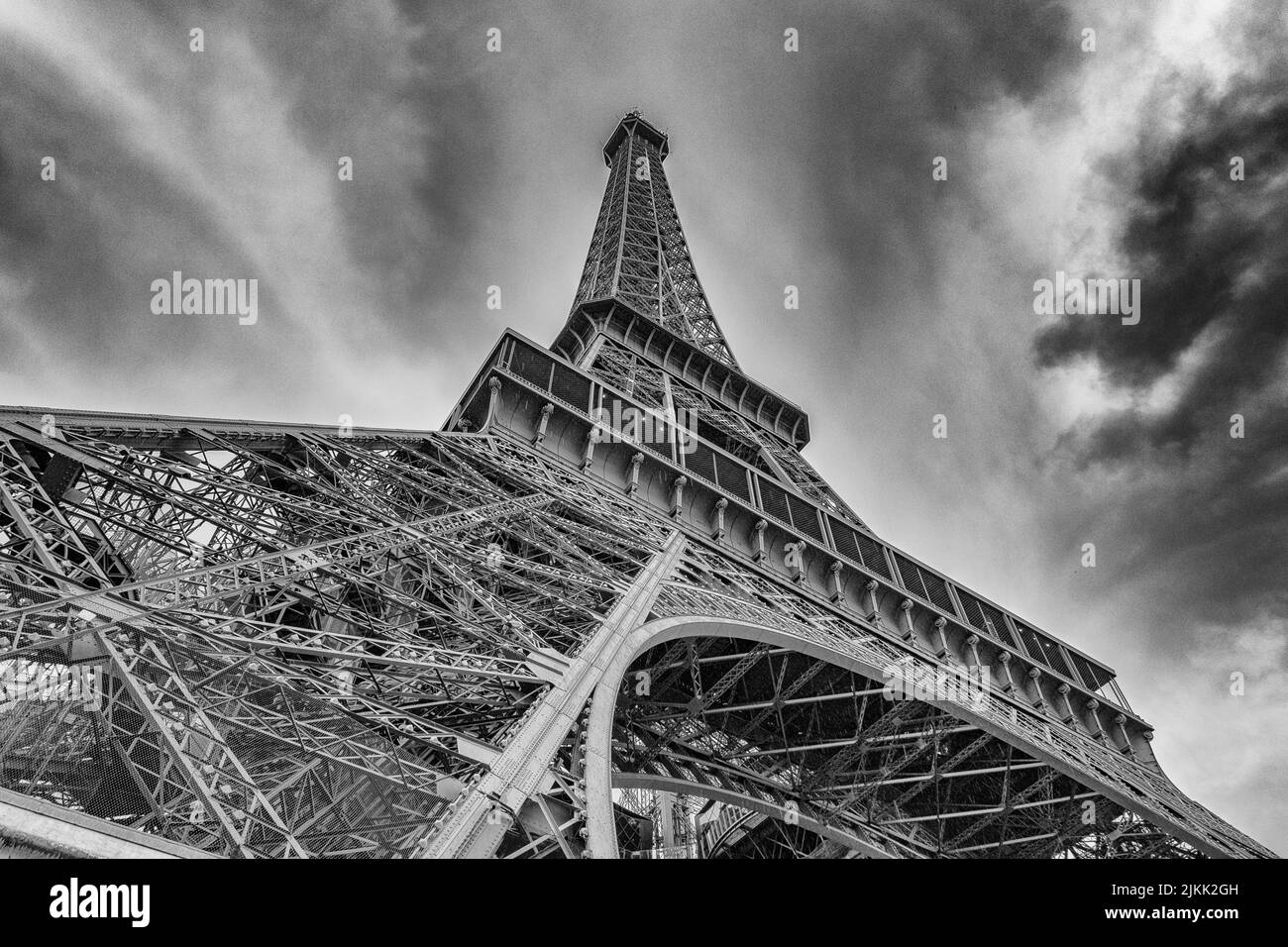 A grayscale of the Eiffel Tower in Paris, France Stock Photo - Alamy
