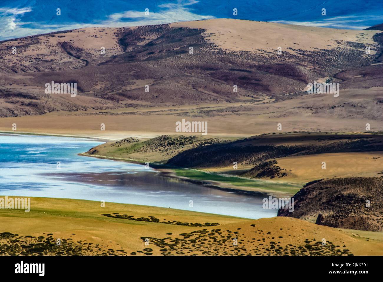A beautiful landscape view of Lake Manasarovar and Mount Kailash in ...