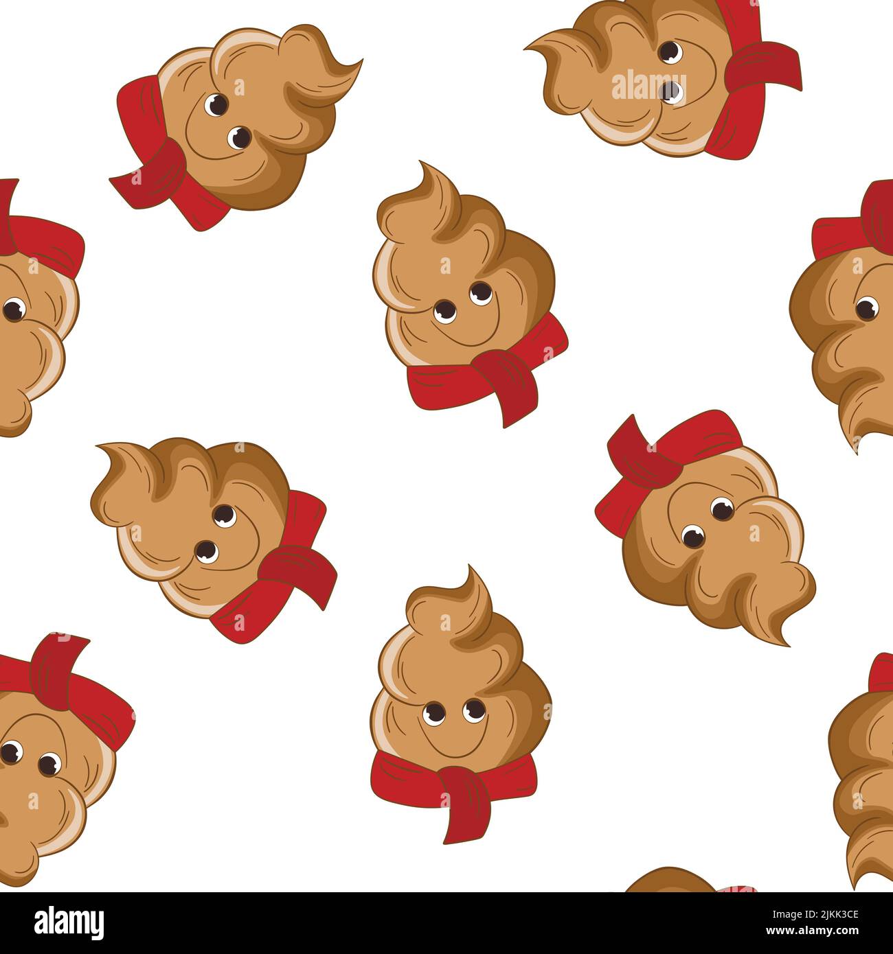 Seamless pattern with kawaii poop on white background. Cartoon poo ...