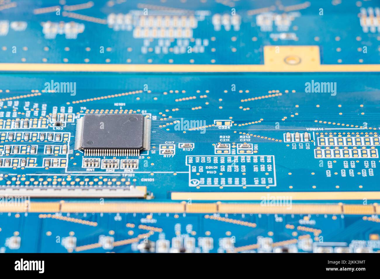 Electronic motherboard, isometric processor microchip on the white ...
