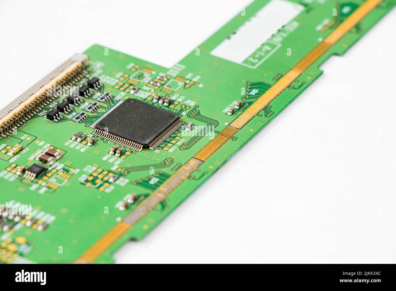 Electronic motherboard, isometric processor microchip on the white ...