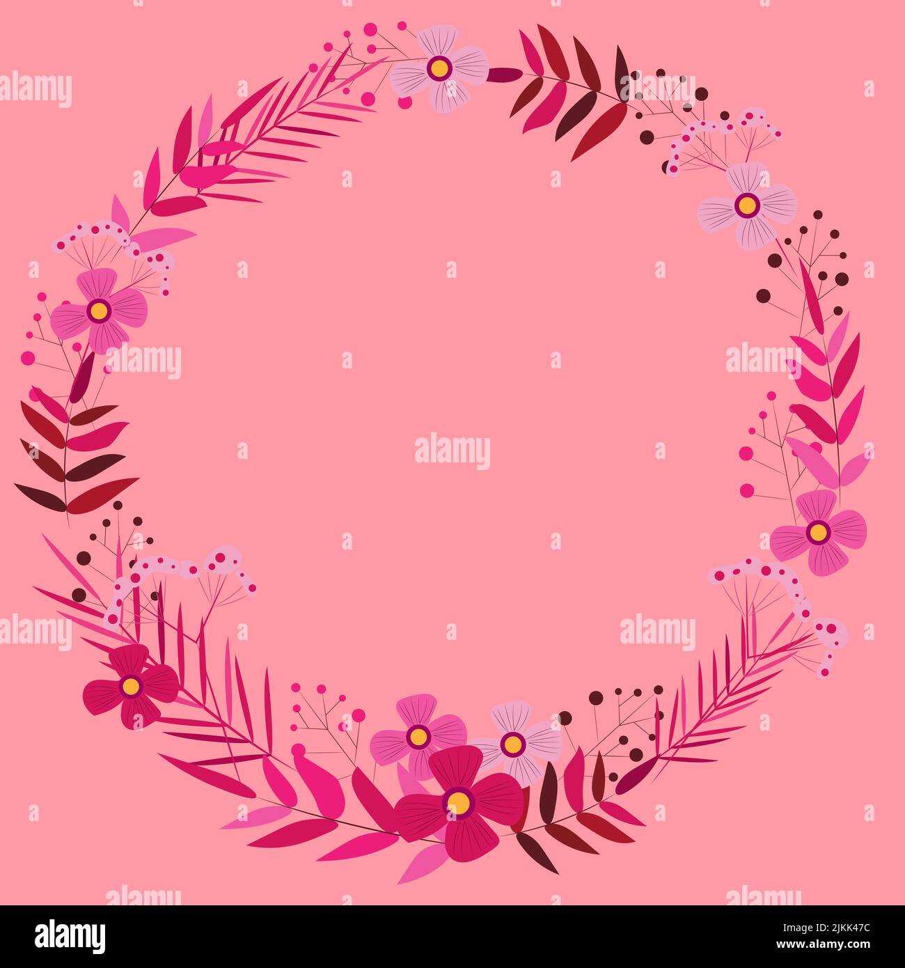 Frame With Leaves And Flowers Around And Important Announcements Inside ...