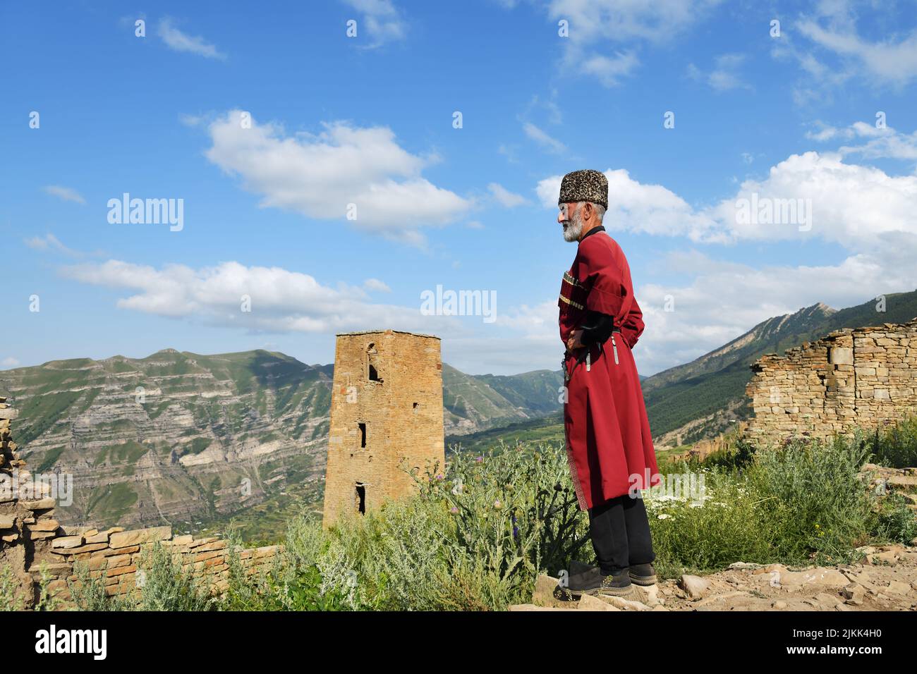 Dagestan, Russia - 21 July, 2022: Local man in national tradition dress ...