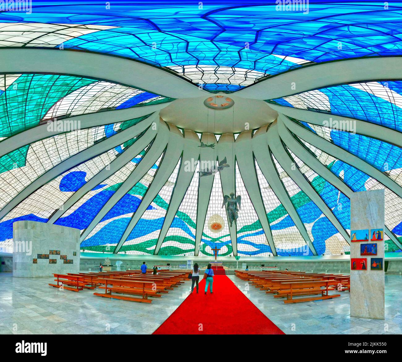 The beautiful interior of the Cathedral of Brasilia in Brasilia, Brazil ...