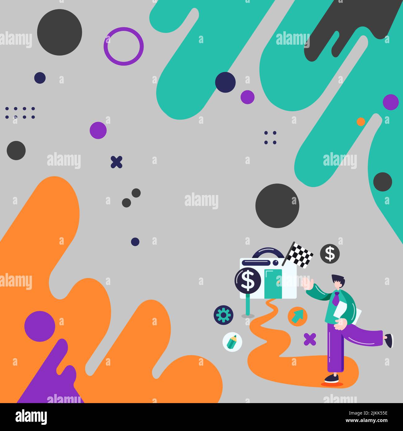 Businessman Holding Document, Going On Success Path. Happy Employee ...