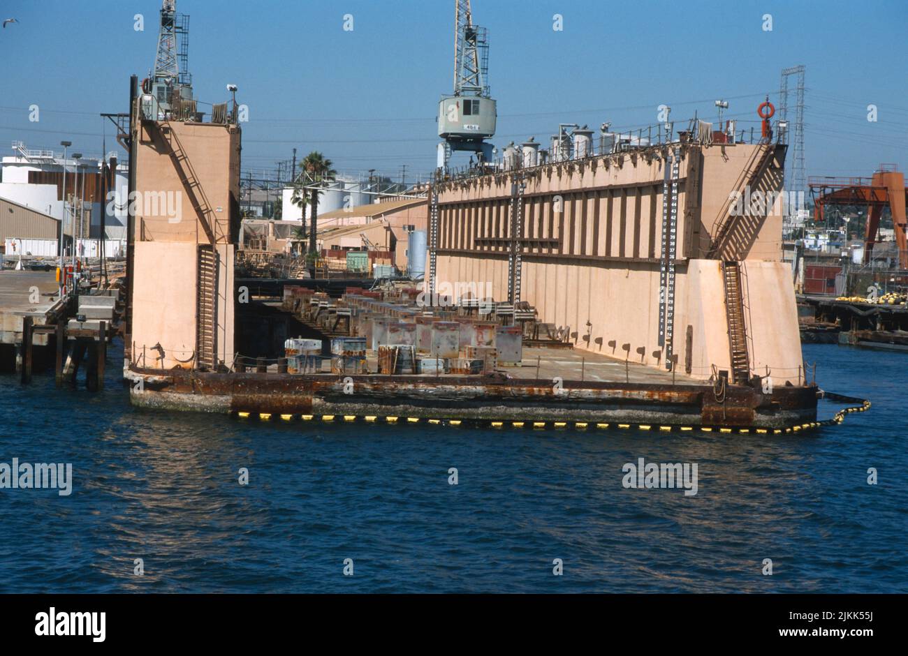 Floating Dry Dock Ready For The Next Repair Job On San Diego Bay Stock