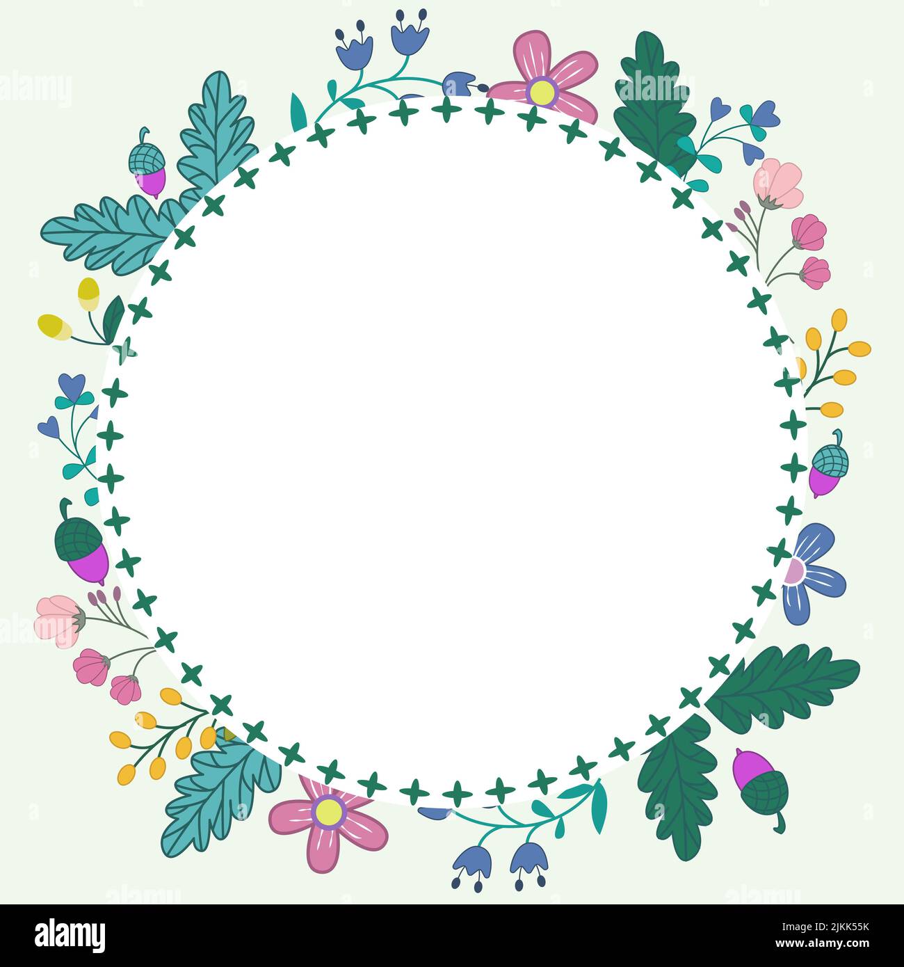 Frame With Leaves And Flowers Around And Important Announcements Inside ...