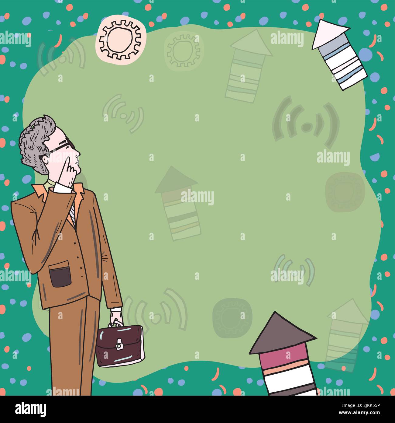 Professor In Suit Presenting Important Messages. Teacher With Glasses ...