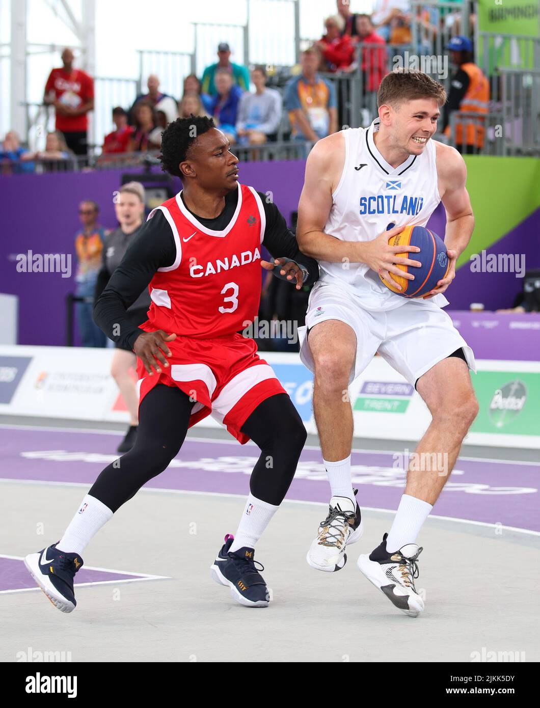 Scotland’s Fraser Malcolm (right) and Canada’s Alex Dean Johnson battle ...