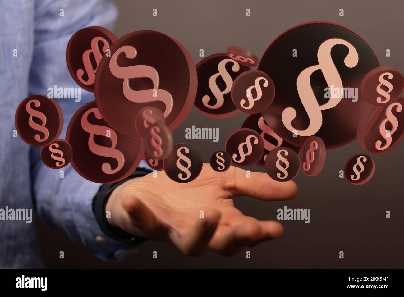A digital illustration of floating law signs on the hand Stock Photo ... A digital illustration of floating law signs on the hand Stock Photo ...