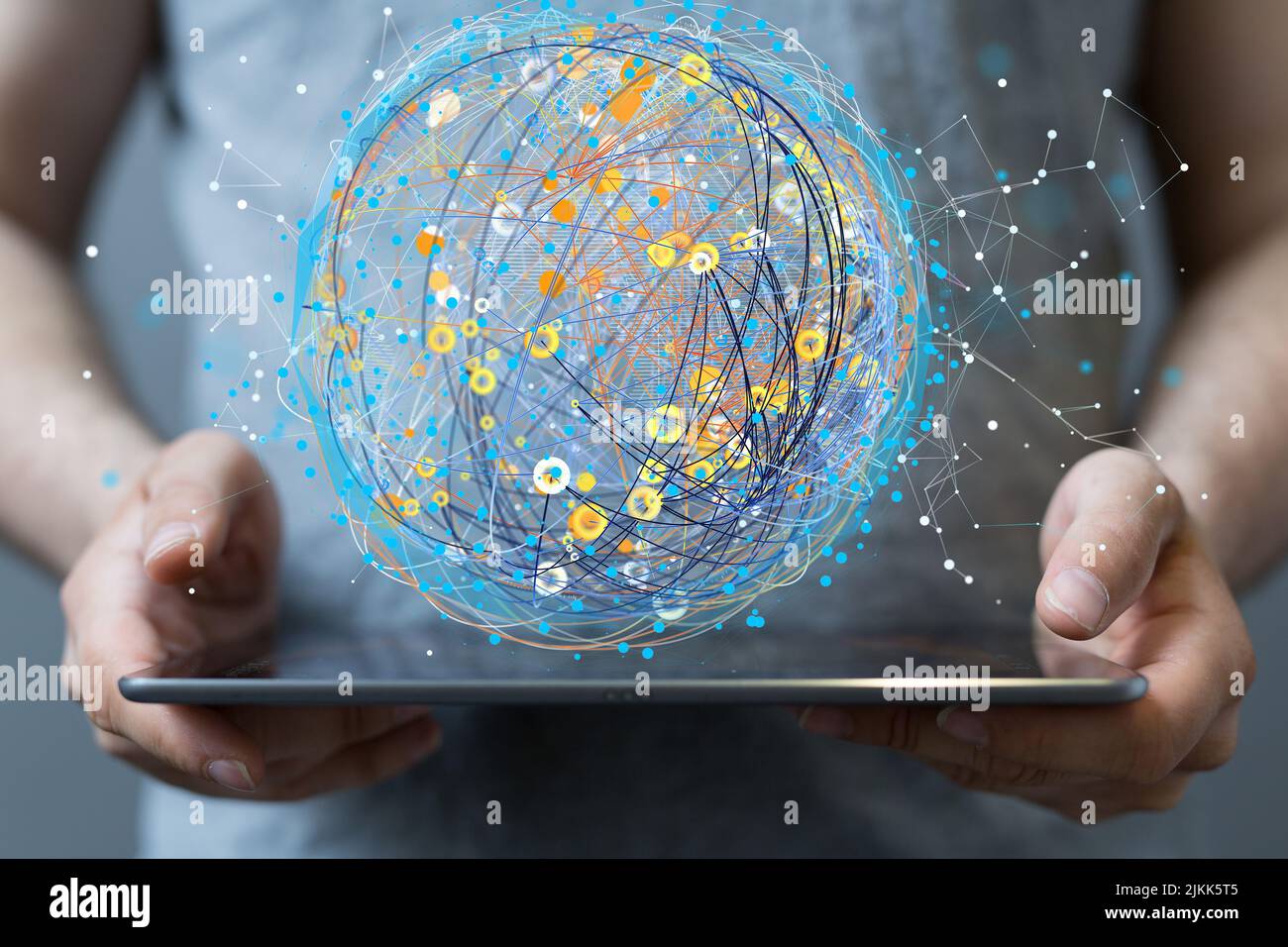 A 3D illustration of the global neural network on the tablet- cells ...