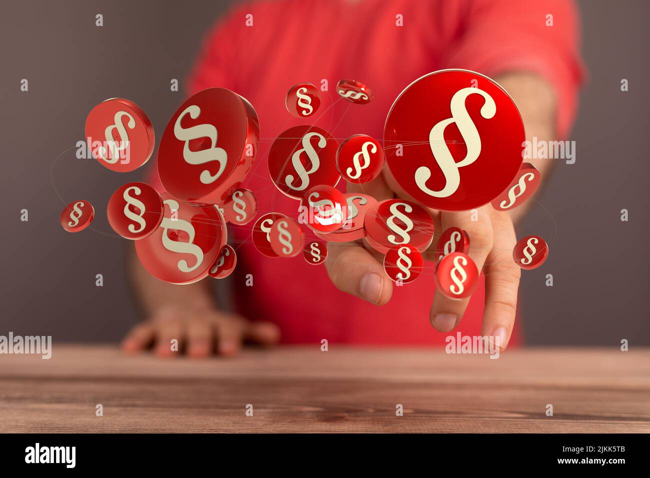 A person tapping on the hovering red section signs Stock Photo - Alamy