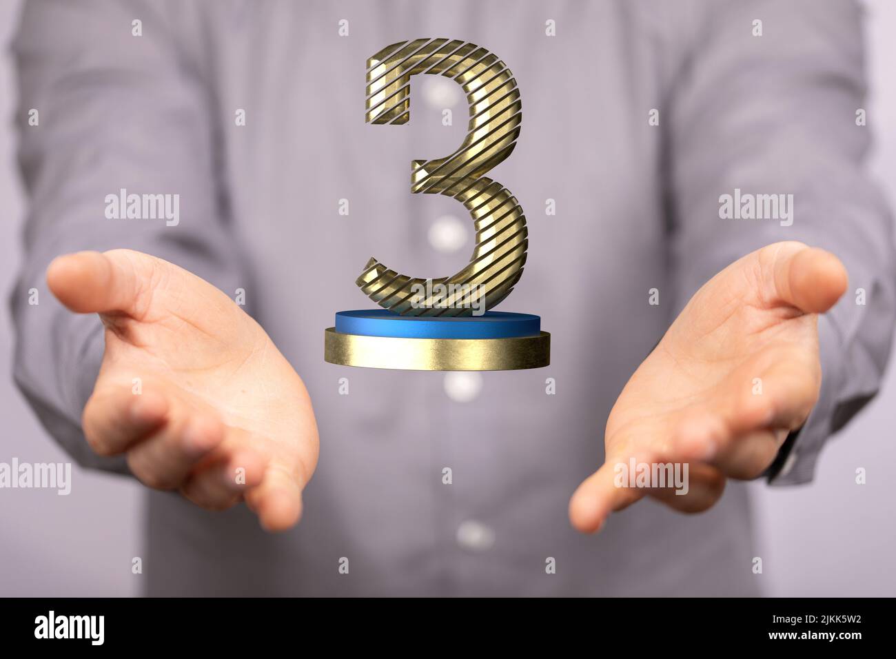 A 3D illustration of the third-place trophy Stock Photo - Alamy