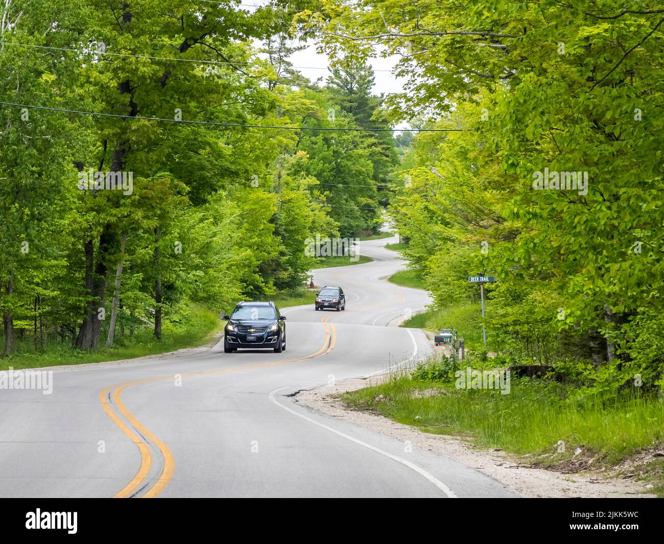 Cars on curving Route 42 in Door County Wisconsin USA Stock Photo - Alamy