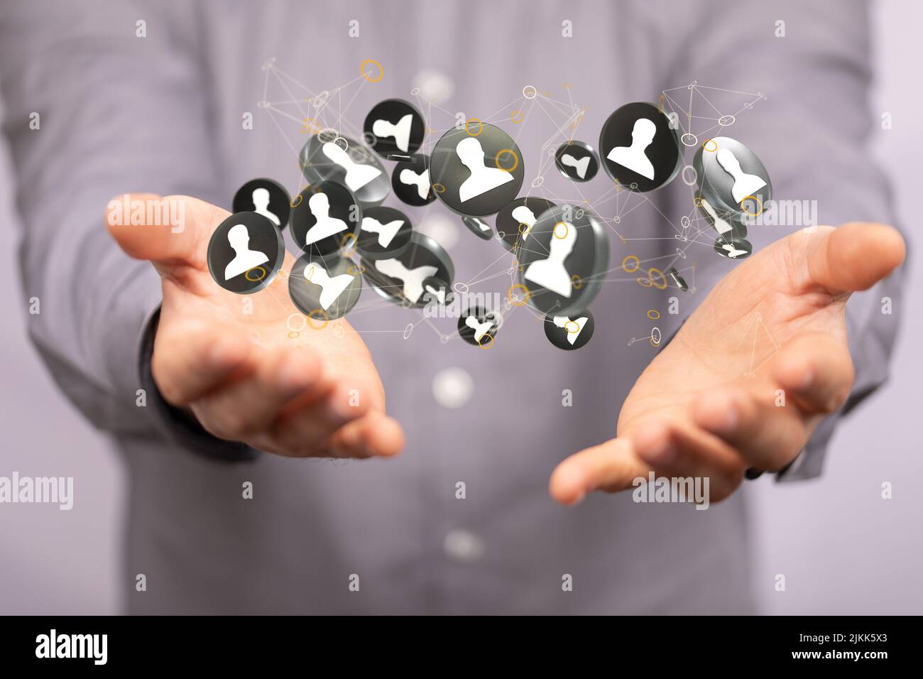 A 3D illustration of human signs in the hands- the concept of digital ...