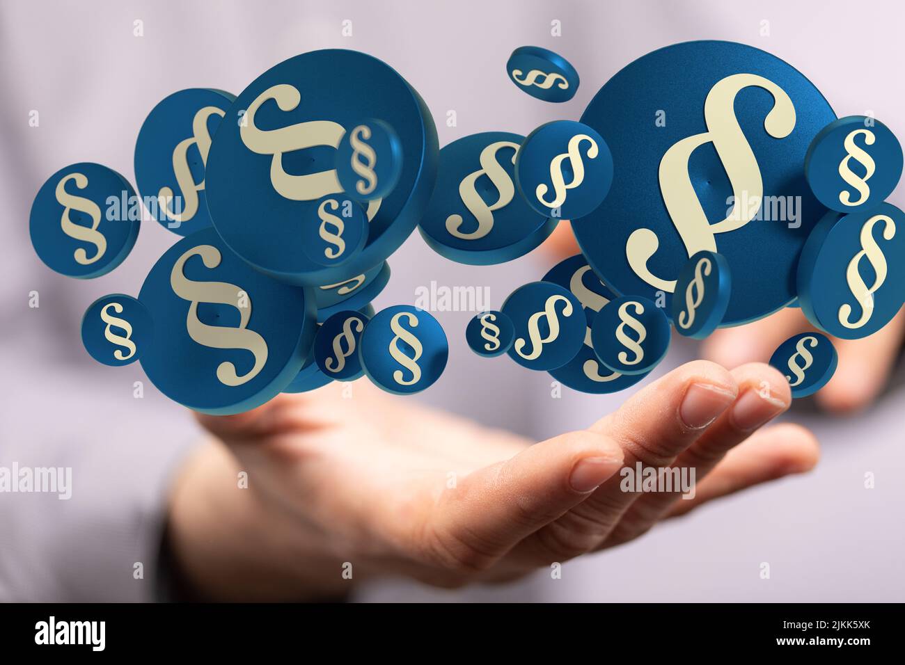 A digital illustration of floating law signs on the hand Stock Photo ... A digital illustration of floating law signs on the hand Stock Photo ...